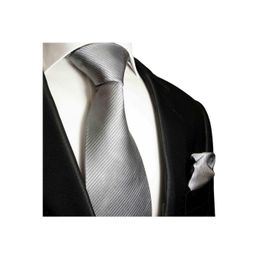 Paul Malone Krawatte Herren Seidenkrawatte mit Tuch modern einfarbig 100% Seide (Set