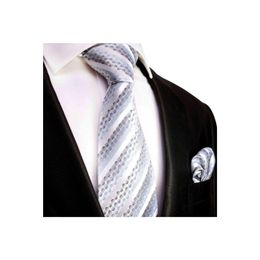 Paul Malone Krawatte Herren Seidenkrawatte mit Tuch modern Streifen gepunktet 100% Seide (Set