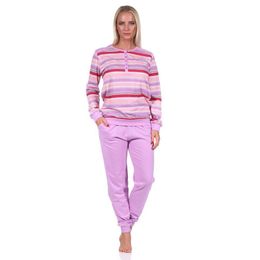 Normann Pyjama Damen Schlafanzug mit Bündchen