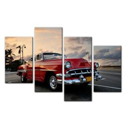 Bilderdepot24 Leinwandbild Roter Oldtimer in Havanna