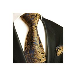 Paul Malone Krawatte Herren Seidenkrawatte mit Tuch modern paisley brokat 100% Seide (Set