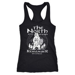 Neverless Tanktop Damen Tank-Top Bär Wiking Adventure Runen the North Natur Print Aufdruck Racerback Neverless®