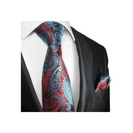 Paul Malone Krawatte Elegante Herren Seidenkrawatte mit Tuch paisley brokat 100% Seide (Set