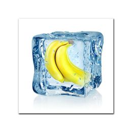 Bilderdepot24 Leinwandbild Eiswürfel Banane