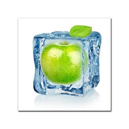 Bilderdepot24 Leinwandbild Eiswürfel Apfel