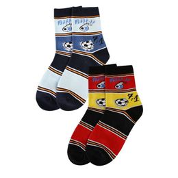 WERI SPEZIALS Strumpfhersteller GmbH Basicsocken Kinder Socken 2-er Pack für Jungs >>Fußballfan<< aus Baumwolle (Set)
