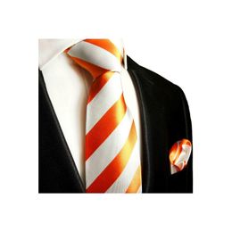 Paul Malone Krawatte Herren Seidenkrawatte mit Tuch Streifen modern gestreift 100% Seide (Set