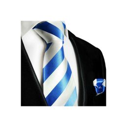 Paul Malone Krawatte Herren Seidenkrawatte mit Tuch Streifen modern gestreift 100% Seide (Set