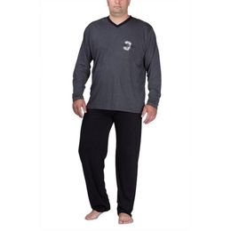 Moonline Pyjama Schlafanzug Herren lang in Übergröße (XXL-5XL) aus Baumwolle