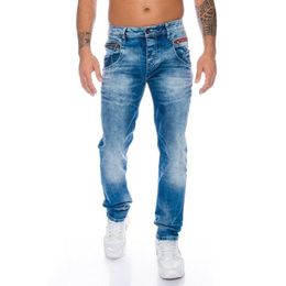 Cipo & Baxx Cipo & Baxx Slim-fit-Jeans Herren Jeans hose mit modischem Design und Stretch Freizeithose mit farbigem Stoff an den Münztaschen