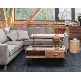 Couchtisch GUTMANN FACTORY "Grace" Tische Gr. B/H/T: 100 cm x 47 cm x 74 cm, beige (natur, schwarz, natur) Couchtische eckig