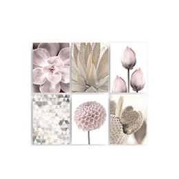 homestyle-accessoires Poster Bilderset SUCCULENTEN KAKTEEN DAHLIE 6er SET DIN A4 ODER DIN A3 Prints