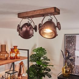 hofstein Herford Deckenleuchte Holz dunkel, Rostfarben, 2-flammig