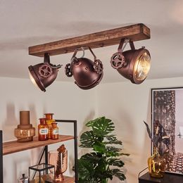 hofstein Herford Deckenleuchte Holz dunkel, Rostfarben, 3-flammig