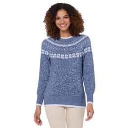 Norwegerpullover Casual Looks "Pullover" Gr. 50, blau (jeansblau, bleu, meliert) Damen Pullover Norweger