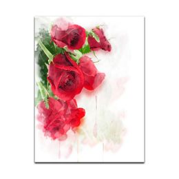 Bilderdepot24 Leinwandbild Rote Rosen Digitalzeichnung