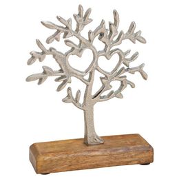 matches21 HOME & HOBBY matches21 HOME & HOBBY Dekofigur Baum Aufsteller Herzen Metall Holzsockel Deko silber 1 Stk 15 cm (1 St)