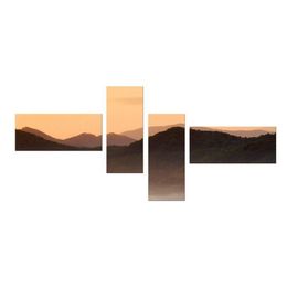 Bilderdepot24 Leinwandbild Nebeliges Tal und Berge im Sonnenuntergang
