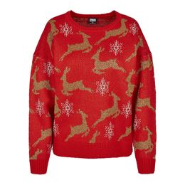 Urban Classics Pullover Damen Gr&ouml;&szlig;e 4XL hellbraun / rot / wei&szlig; Weihnachtspullover