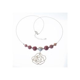 Bella Carina Collier Kette mit Rhodochrosit und Rose aus 925 Silber