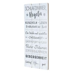 Levandeo® Holzbild, Holzschild 30x60cm Schlafzimmer Regeln Weiß Spruch Deko Wandbild