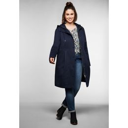 sheego Große Größen: Mantel in Sweat-Qualität, mit hoher Taille und Kapuze, nachtblau, Gr.44
