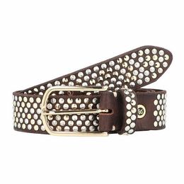 b.belt Nietengürtel Leder chocolate brown 90 cm