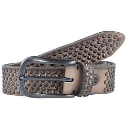 b.belt Nietengürtel Leder taupe 100 cm