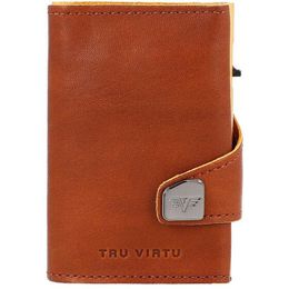 Tru Virtu Click & Slide Kreditkartenetui RFID Leder 6,5 cm brown-yell-gold