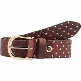 b.belt Lina Gold Nietengürtel Leder dunkelbraun 90 cm