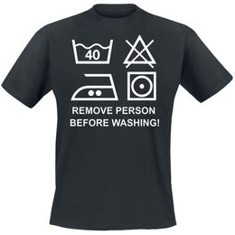 Sprüche Remove Person Before Washing! T-Shirt schwarz in L