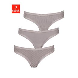 Lascana String taupe Gr. 32/34 f&uuml;r Damen. Mit Spitze. K&ouml;rpernah. Nachhaltig.