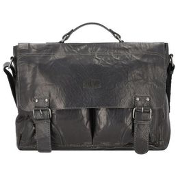 Pride and Soul Baggie Aktentasche Leder 40 cm Laptopfach schwarz