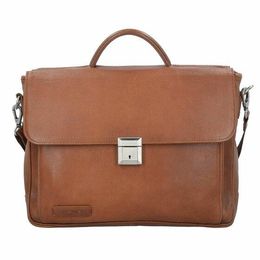 Plevier 400er Serie Aktentasche Leder 40 cm Laptopfach cognac