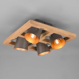 Trio Bell Deckenleuchte B: 39 H: 19,8 T: 39 cm, nickel/natur 601900467