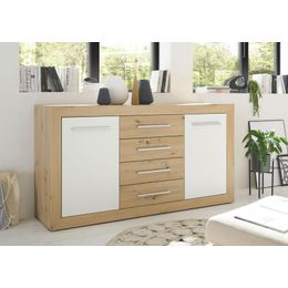 Kombikommode Schlafkontor "Fernando" Sideboards Gr. B/H/T: 168 cm x 89 cm x 46 cm, 4 St., weiß (artisan eiche, weiß)