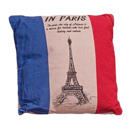 LEBENSwohnART Dekokissen Kissen aus Leinen PARIS mit Flagge
