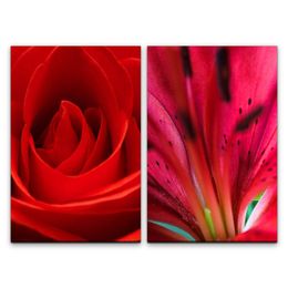 Sinus Art Leinwandbild 2 Bilder je 60x90cm Rose Blüten Sommer Duftend Dekorativ Romantisch Makrofotografie
