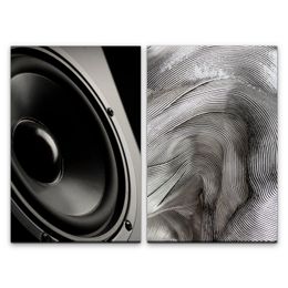 Sinus Art Leinwandbild 2 Bilder je 60x90cm Lautsprecher Schallwellen Musikbox Bass Highend Akustik Audiophile