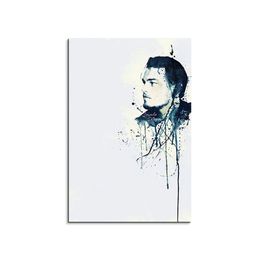 Sinus Art Leinwandbild Leonardo DiCaprio 90x60cm Keilrahmenbild Kunstbild Aquarell Art Wandbild auf Leinwand fertig gerahm