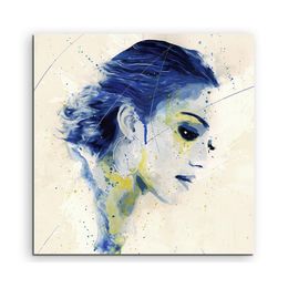 Sinus Art Leinwandbild Jessica Alba Splash 60x60cm Kunstbild als Aquarell auf Leinwand