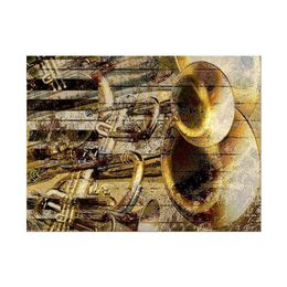 Bilderdepot24 Leinwandbild Trompete und Piano abstrakt