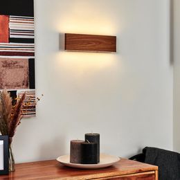 hofstein Mosambik Wandleuchte LED Braun, Holz dunkel, Nickel-Matt, 1-flammig