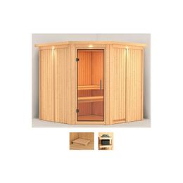 Karibu Sauna Jarla, BxTxH: 210 x 210 x 202 cm, 68 mm, (Set) ohne Ofen, beige