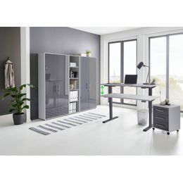 BMG Möbel Büromöbel-Set Tabor, (Set, 5-St), mit elektrisch höhenverstellbarem Schreibtisch, grau