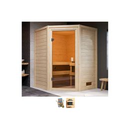 Welltime Sauna Anni, BxTxH: 145 x 145 x 187 cm, 38 mm, ohne Ofen, beige