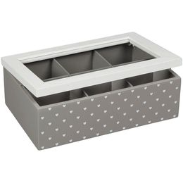 AMBIENTE HAUS Aufbewahrungsbox Teekästchen - grau 23cm (1 St), weiß