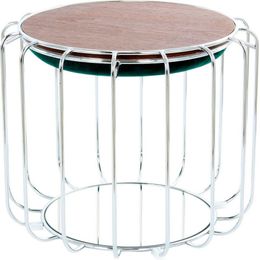 Kayoom Beistelltisch Beistelltisch / Pouf Comfortable 110, praktisch umzuwandeln in Tisch oder Hocker, mit Spiegelglas, grün
