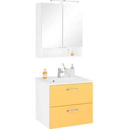 HELD MÖBEL HELD MÖBEL Badmöbel-Set Ribera, (2-St), Spiegelschrank Breite 60 cm, Waschtisch, gelb|weiß