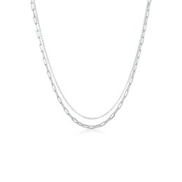 Elli Gliederkette Layer Glieder Oval Basic Chunky Chain 925 Silber, silberfarben